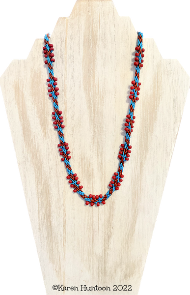 "Edgy Cluster Bead Necklace Kit" - Rust/Caribbean Blue with Brick