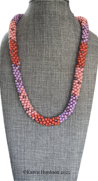 6/0 Painting with Beads Color Block Single Spot Necklace - Sorbet